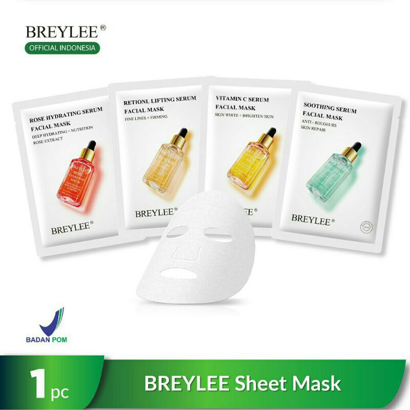 Jual BREYLEE SHEET MASK ROSE/VITAMIN C/ RETINOL/ HYALURONIC ACID ...