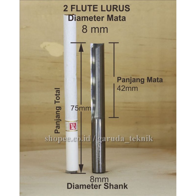 Jual Mata ROUTER CNC 2Flute Straight Flute tungsten carbide endmill MDF ...