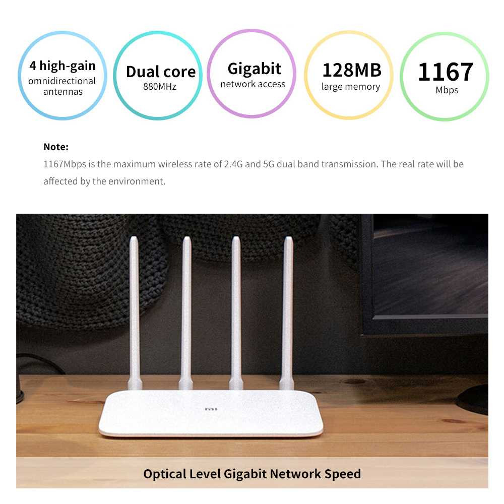 Jual Mi Router 4A Gigabit Edition Dual Core AC1200 4 Antena Xiaomi - White | Shopee Indonesia