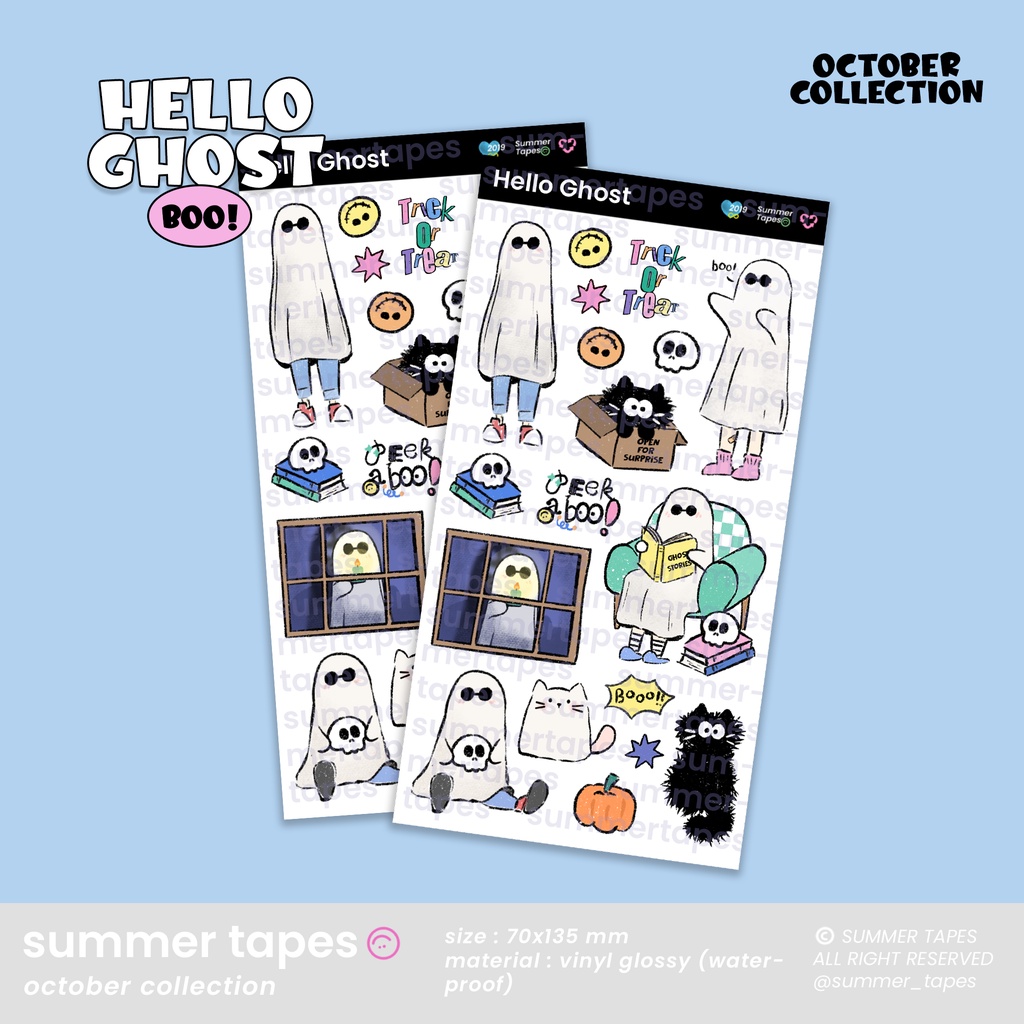 Jual Summer Tapes - Hello Ghost Seal Sticker/deco sticker/sticker ...