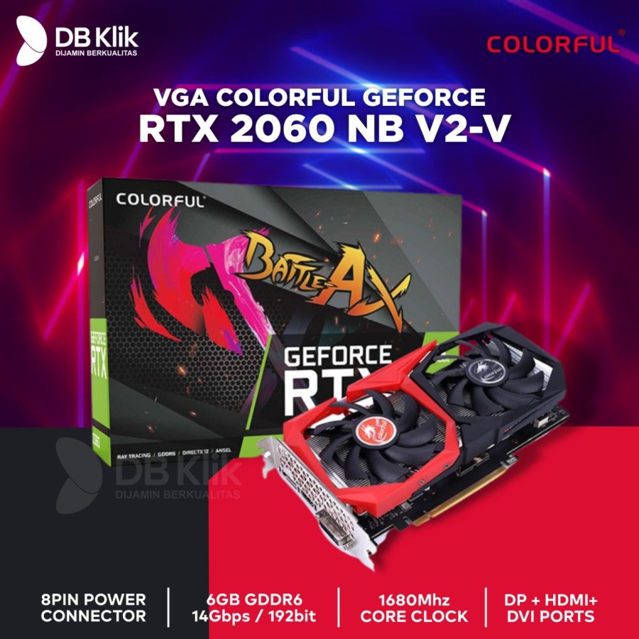 Jual VGA COLORFUL GeForce RTX 2060 NB V2-V 6GB GDDR6 HDMI DP DVI ...