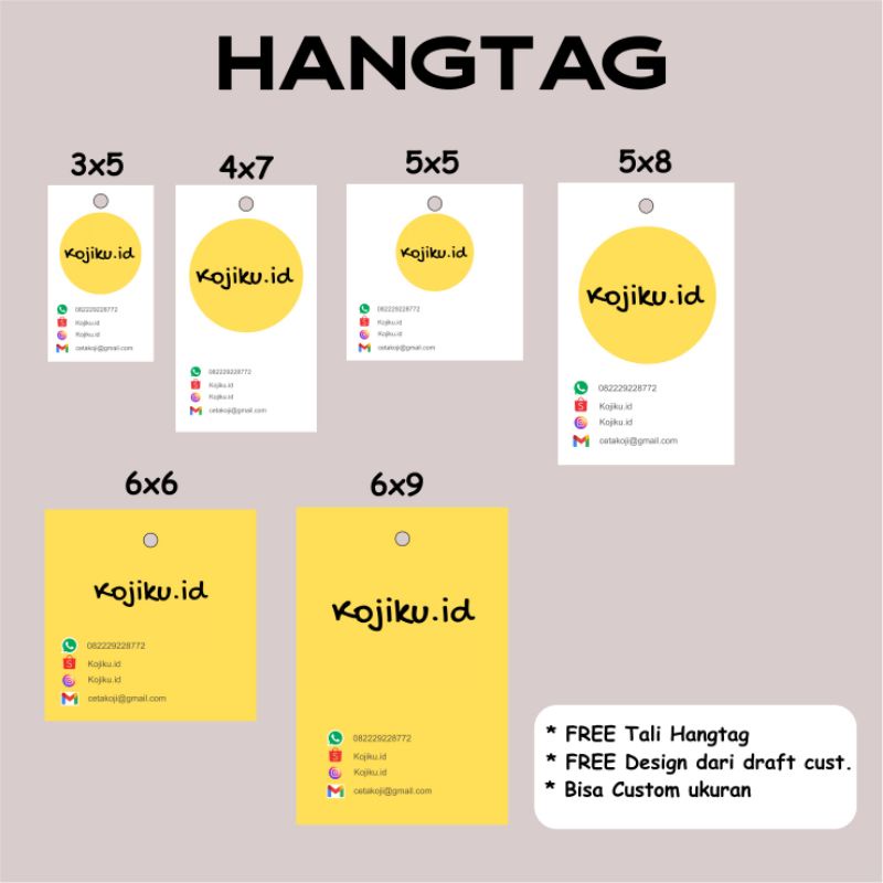 Jual Hang tag bonus tali hangtag custom hangtag label baju hangtag toko ...
