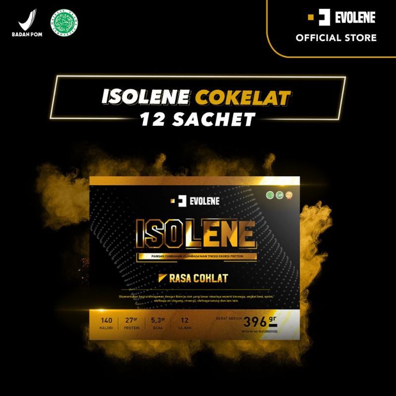 Jual Evolene Isolene Rasa Coklat 396gr isi 12 sachet Protein Premium ...