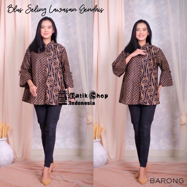 Jual Blus Seling Lawasan Gendhis Batik Kerja Kantoran Atasan Jumbo Blouse Kondangan Klasik ...