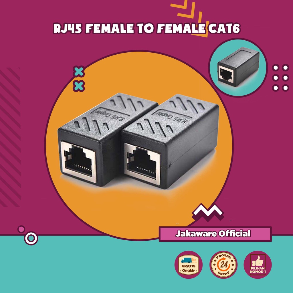 Jual RJ45 FEMALE TO FEMALE CAT6 NETWORK LAN EXTENSION ADAPTER CONNECTOR ...