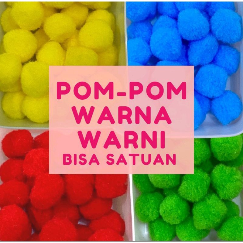 Jual Paket pompom montessori 2,5cm 8 warna pom pom besar | Shopee Indonesia