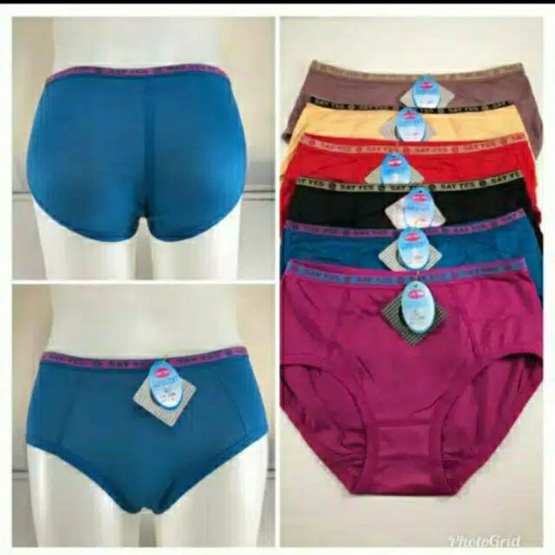 Jual GROSIR ( SETENGAH LUSIN ) CELANA DALAM WANITA SAY YES / MOTIF POLOS / KARET KECIL / ISI 6 ...