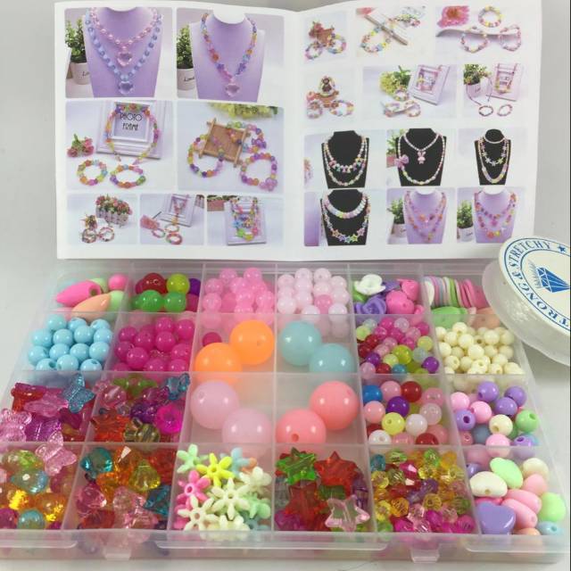 Jual Meronce manik (DIY Circle & Diamond Beads) Mainan meronce gelang ...