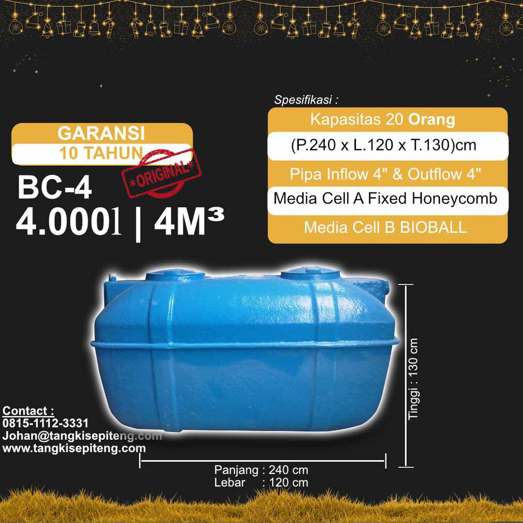 Jual Tangki Septictank BIOTANK 4m3/day 4000 liter 4 m3 - BIOTECH System ...