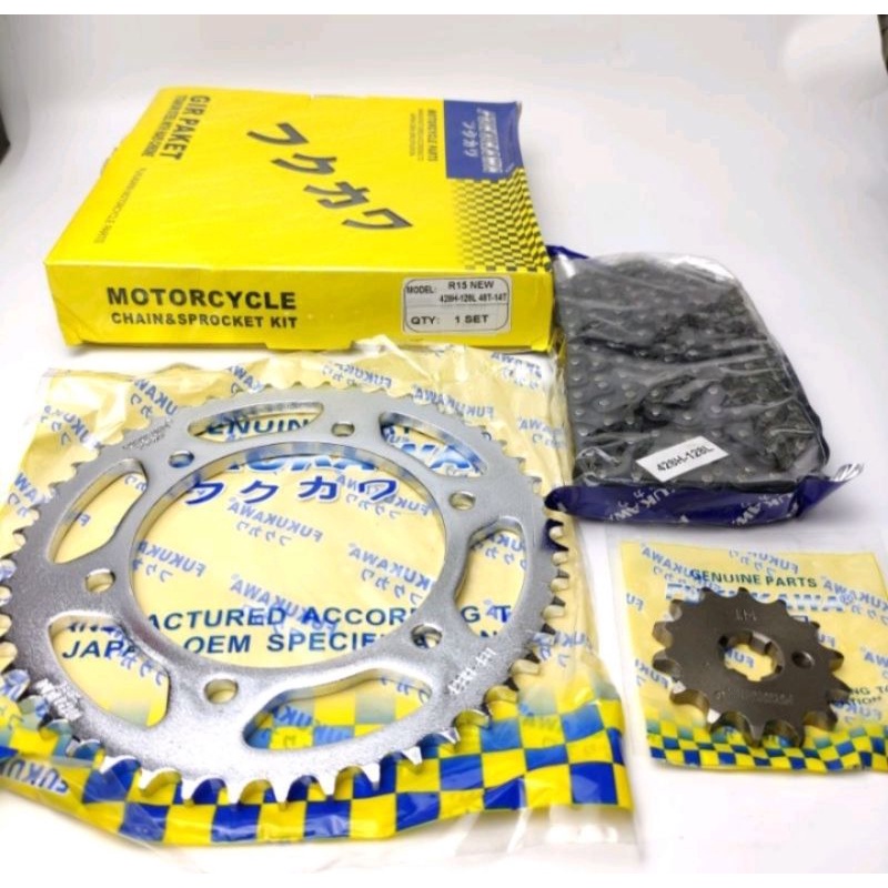 Jual GEAR PAKET GIR SET R15 V3 NEW 428H-128L 48T-14T FUKUKAWA | Shopee Indonesia
