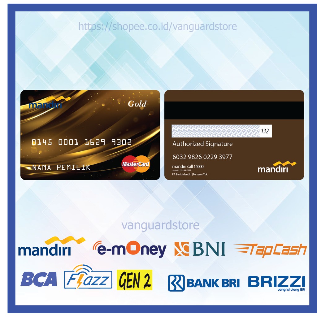 Jual KARTU E MONEY E TOLL DESIGN CREDIT CARD 12 EMONEY MANDIRI FLAZZ ...