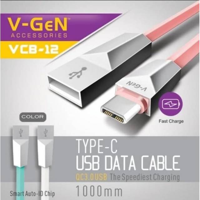 Jual Kabel Charger V-Gen VCB-12 USB Type-C / Data Cable V-Gen VCB-12 ...