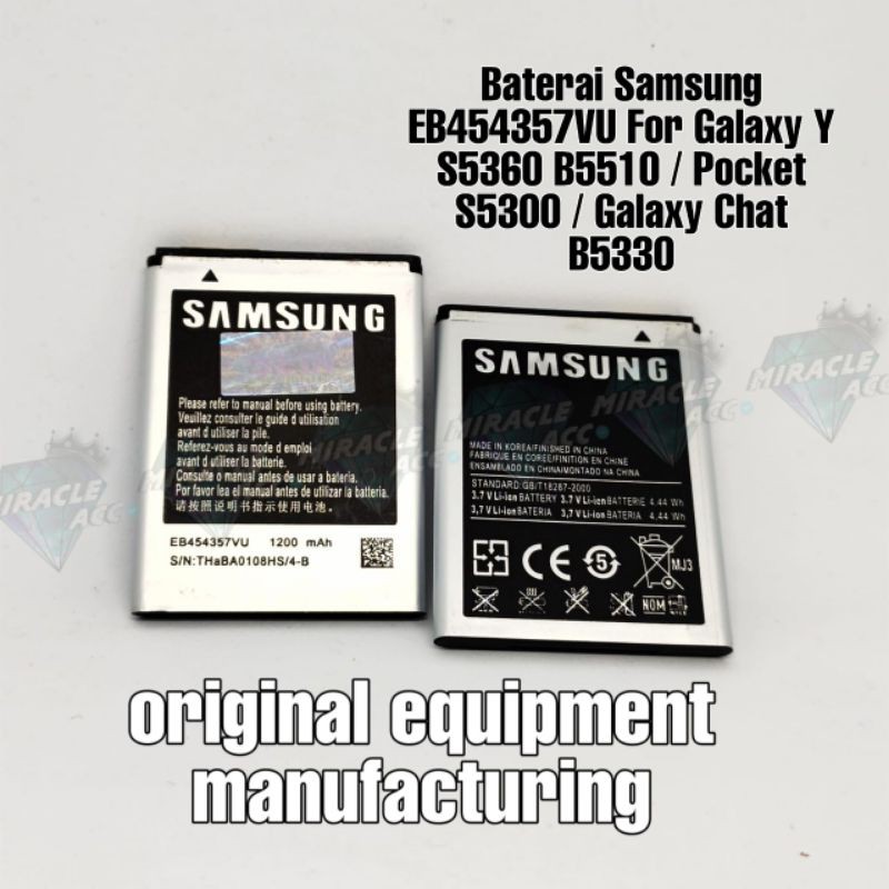 Jual Baterai Samsung EB454357VU For Galaxy Y S5360 B5510 / Pocket S5300 ...