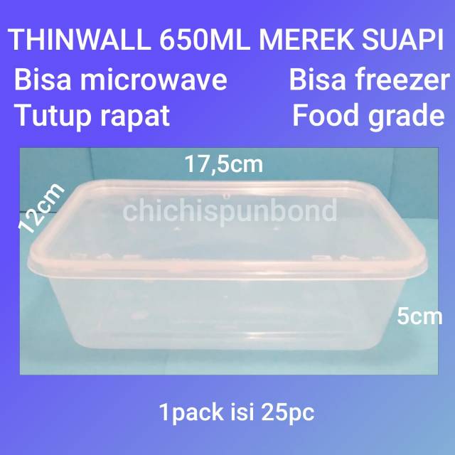 Jual Thinwall Food Container 650ml Suapi Kotak Makan Bening Mangkok