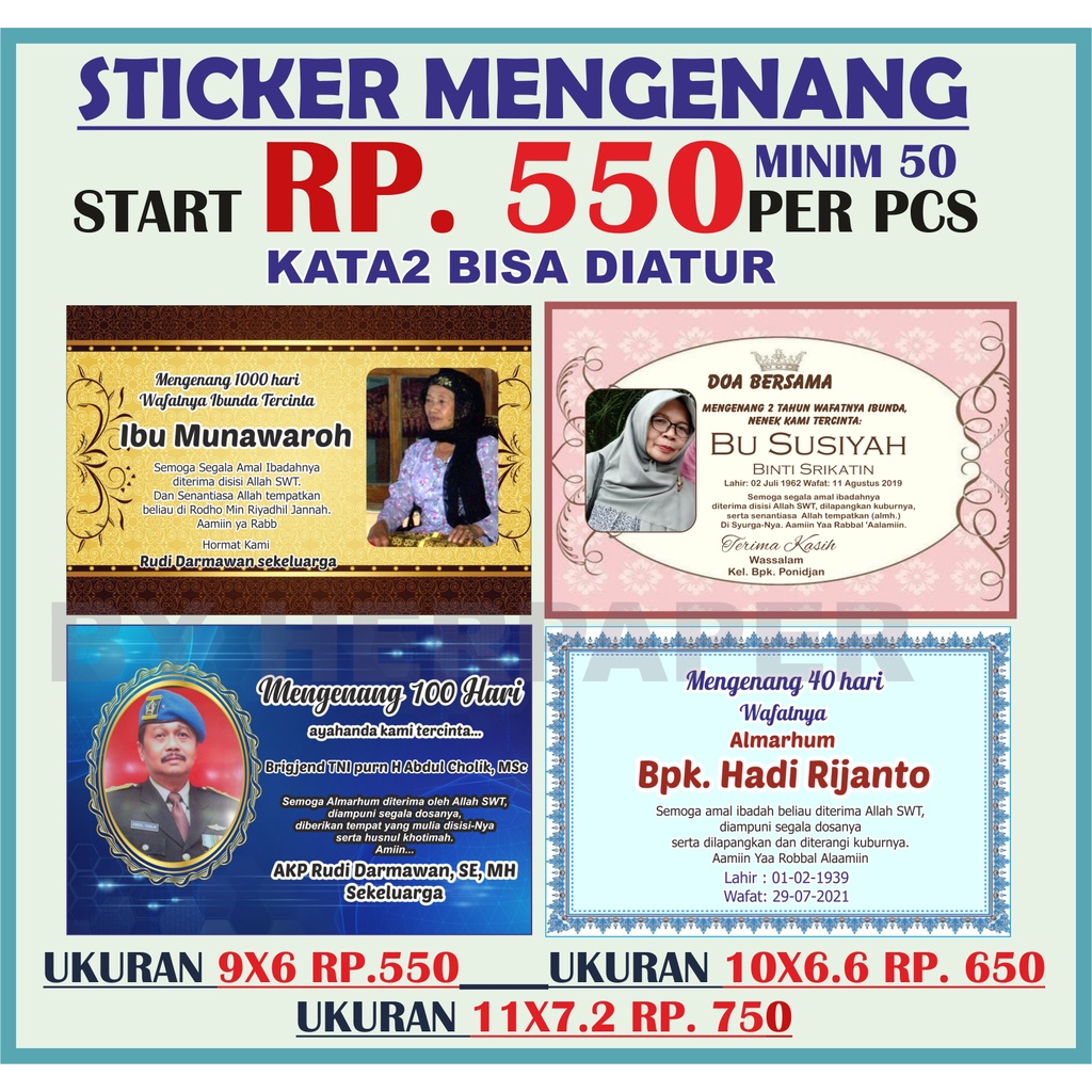 Jual STIKER ACARA MENGENANG WAFAT/ PENGAJIAN 7 HARI / 40 HARI / 100 ...