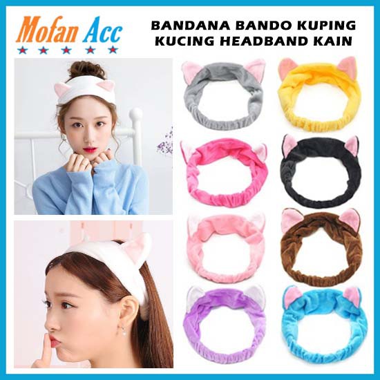 Jual Bandana Bando Headband Kain Karet Motif Kuping Kucing Telinga ...