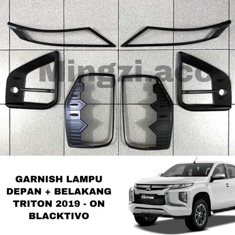 Jual MITSUBISHI TRITON 2020 2021 2022 2024 GARNISH LAMPU DEPAN BELAKANG HITAM BLACKDOP | Shopee ...