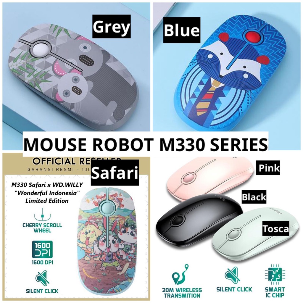 Jual Robot M330 Mouse Wireless Karakter Lucu 2.4GHz Silent Mute Click ...