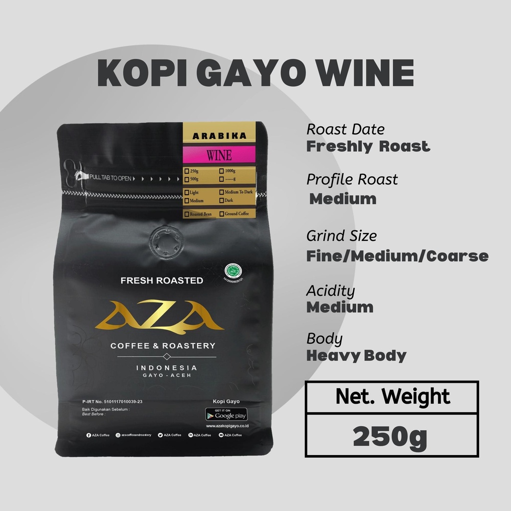 Jual Kopi Arabika ACEH GAYO WINE Premium Arabica Coffe 250g Bubuk Dan ...