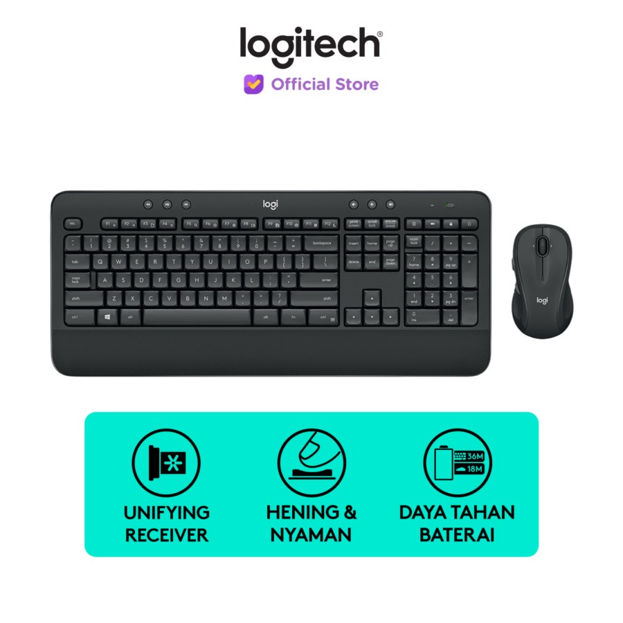 Jual Logitech MK545 Keyboard dan Mouse Wireless Advanced Full Size ...
