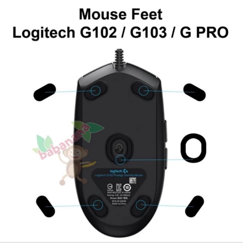 Jual Mouse feet Logitech G102 G203 G PRO alas rubber replacement pengganti | Shopee Indonesia