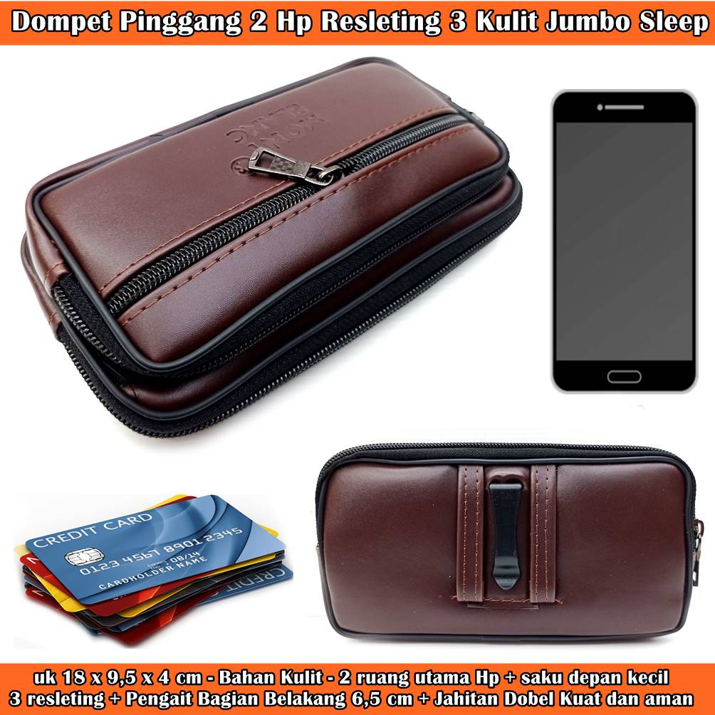 Jual Dompet Hp Pria Sleep Black Leather 3R New | Shopee Indonesia