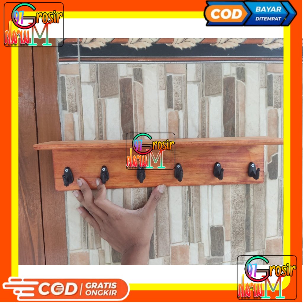 Jual KAPSTOK RAK GANTUNGAN BAJU KAYU MOTIF NATURAL / KAPSTOK KAYU CLEAR ...