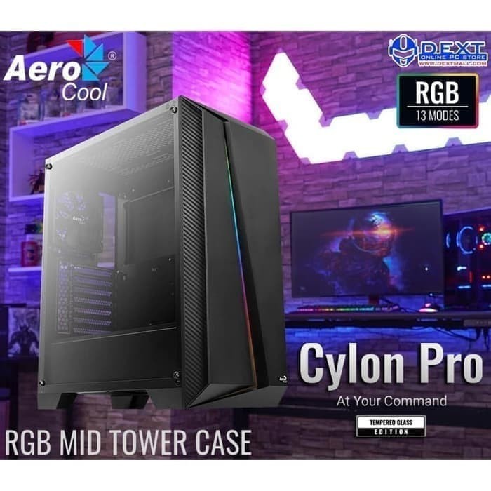 Jual AeroCool CYLON PRO BLACK OR WHITE - RGB MID TOWER GAMING CASE ...