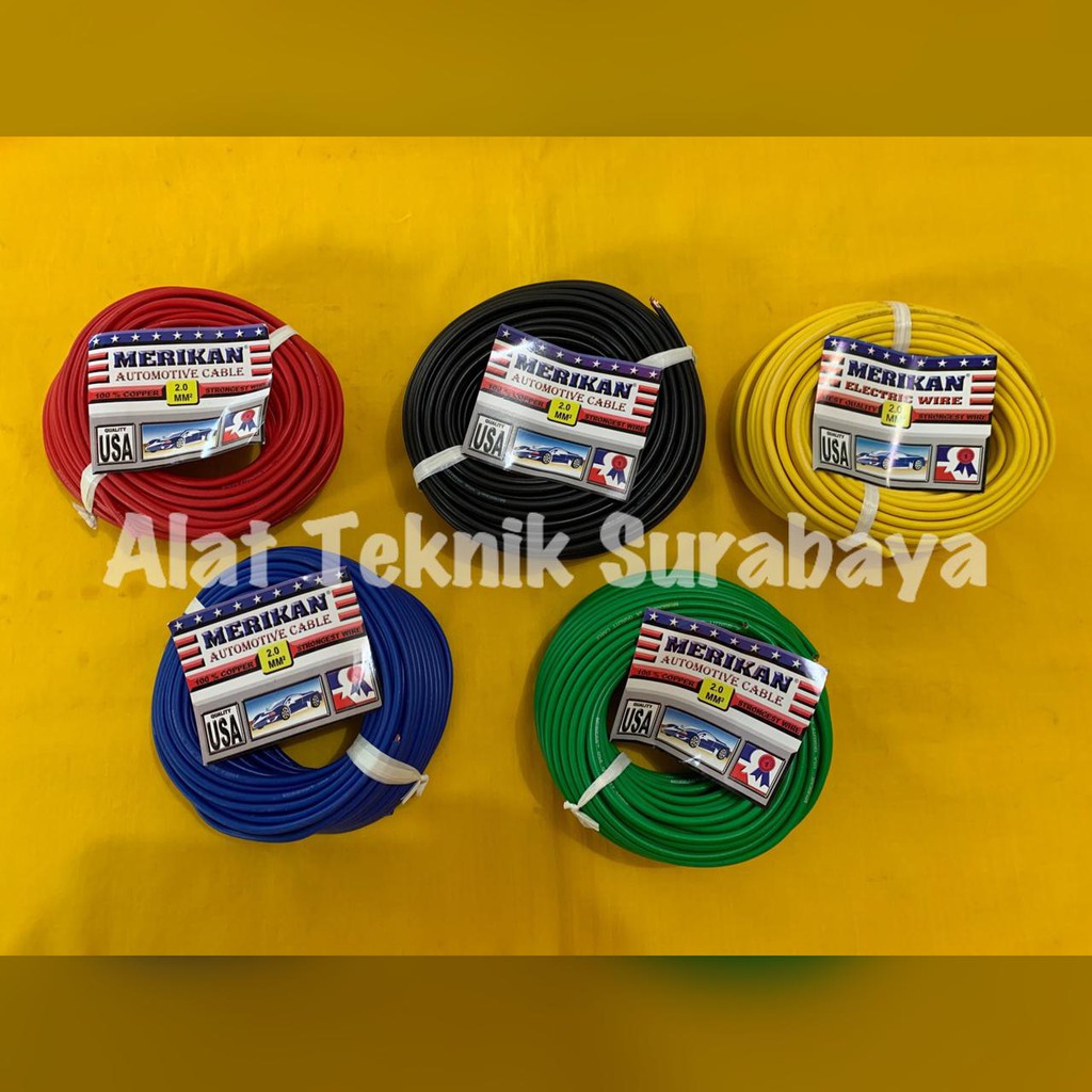 Jual KABEL MERIKAN 0,8 ; 1 ; 1,5 MM BIRU HIJAU HITAM KUNING MERAH LAMPU ...