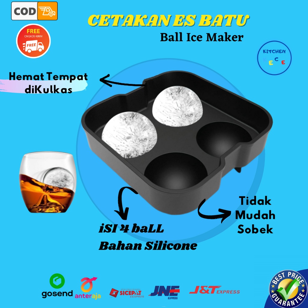 Jual Cetakan Es Batu Bulat Pencetak Esbatu Bundar Bentuk Ball Bahan ...