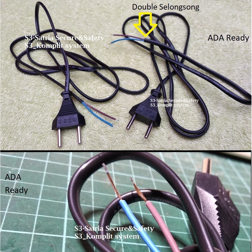 Jual Kabel listrik AC ujung buntung colokan 2 isi 2 jalur oval supply ...