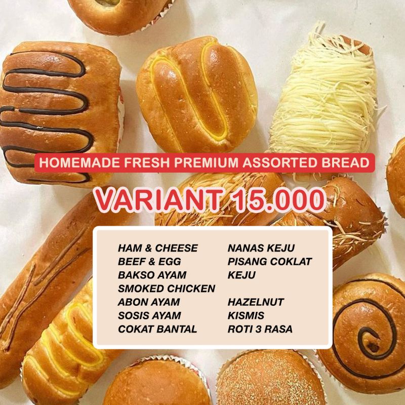 Jual Premium roti aneka rasa homemade tanpa pengawet variant 15.000 ...