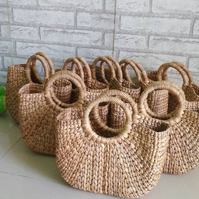 Jual Tas eceng gondok handle bulat tali lilit | Shopee Indonesia
