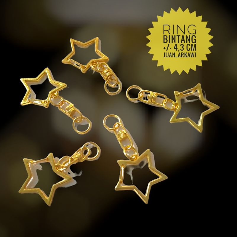 Jual Ring Gantungan Kunci Model Bintang warna Gold Emas dan Silver ...