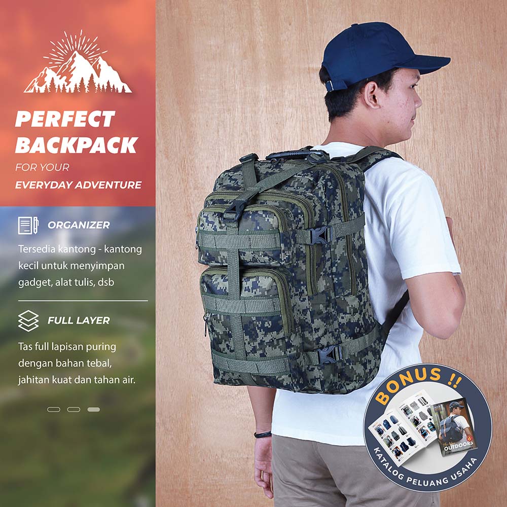 Jual Tas Ransel TNI Backpack Punggung Pria Cowok Keren Semi Carrier Army Terbaru Kekinian ...
