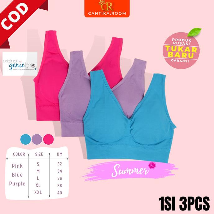 Jual Genie Bra Tanpa Kawat Premium Summer ( Isi 3pcs ) | Shopee Indonesia
