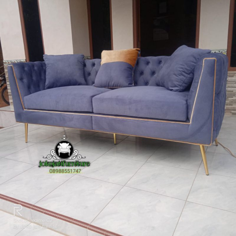 Jual sofa kancing model terbaru kaki besi | Shopee Indonesia