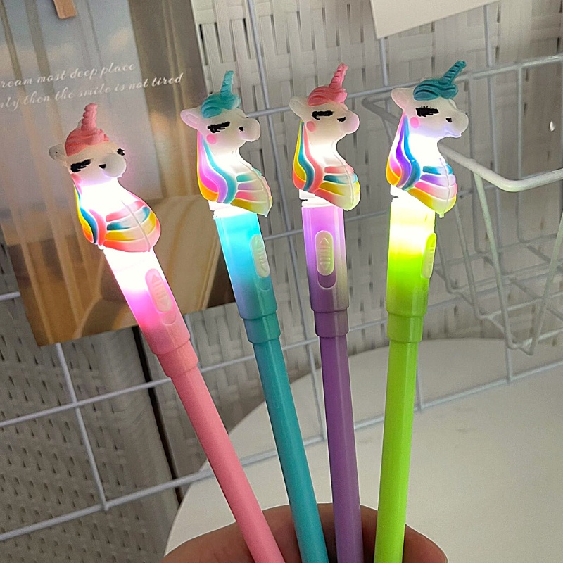 Jual PEN LAMPU LED DISCO KELAP KELIP KARAKTER UNICORN HEAD PENA BOLPEN ...