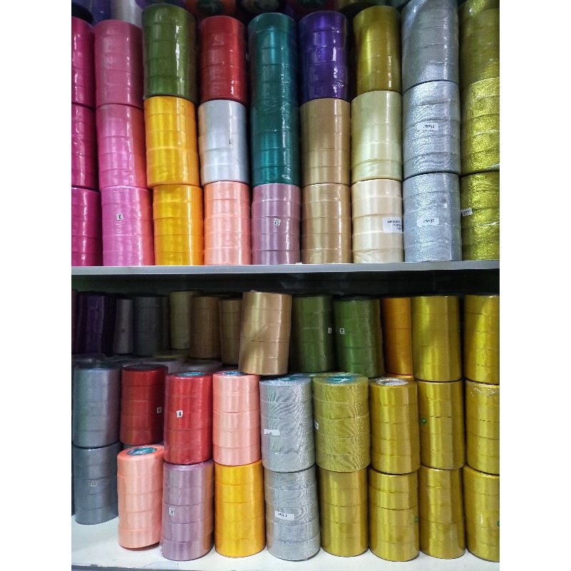 Jual Pita satin 2,5cm pita warna per roll Pita ias Pita bucket bunga ...