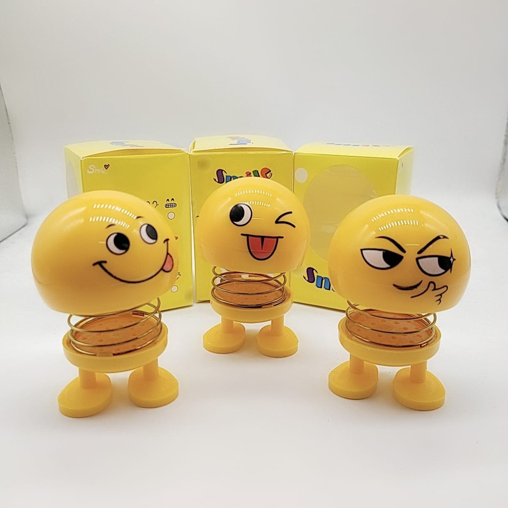 Jual Emoticon Cute Pack Spring Doll Shaking Head Car Interior Smiley ...