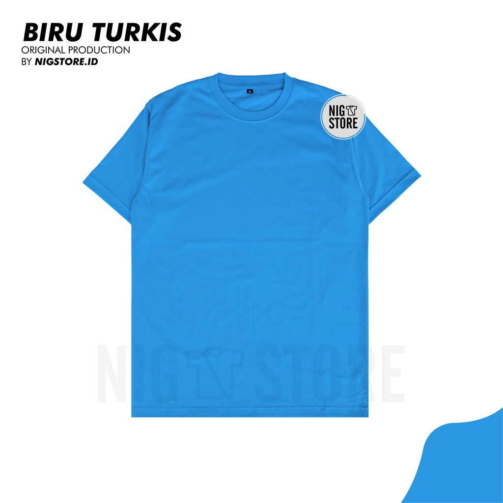 Jual KAOS POLOS BIRU TURKIS BASIC LENGAN PENDEK COTTON COMBED 30S | Shopee Indonesia