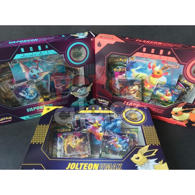 Jual ~~~~~] Pokemon Card ENG Vaporeon Jolteon Flareon Vmax Premium Box ...