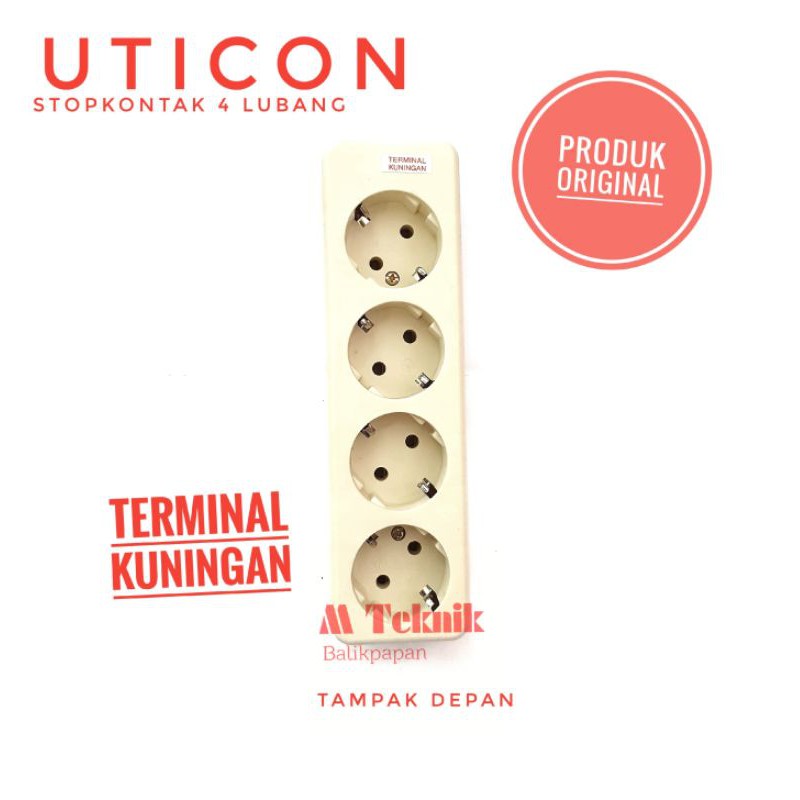 Jual Stopkontak Uticon 4 lubang terminal kuningan stop kontak arde 4 lb | Shopee Indonesia