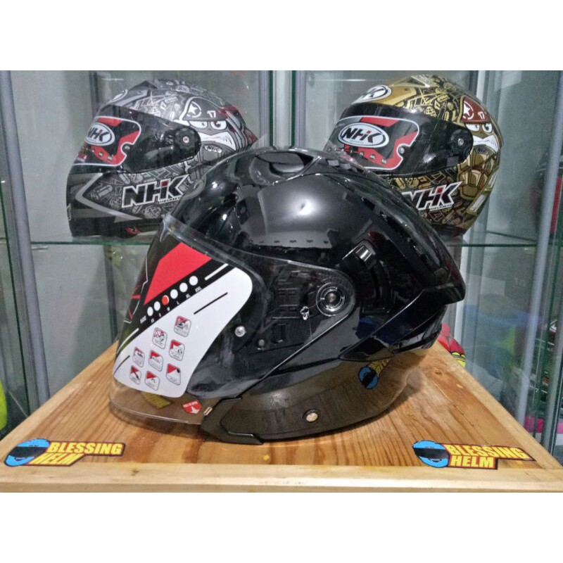 Jual HELM OPEN FACE KYT NFJ SOLID BLACK WHITE DAN BLACK DOFF DOBEL ...