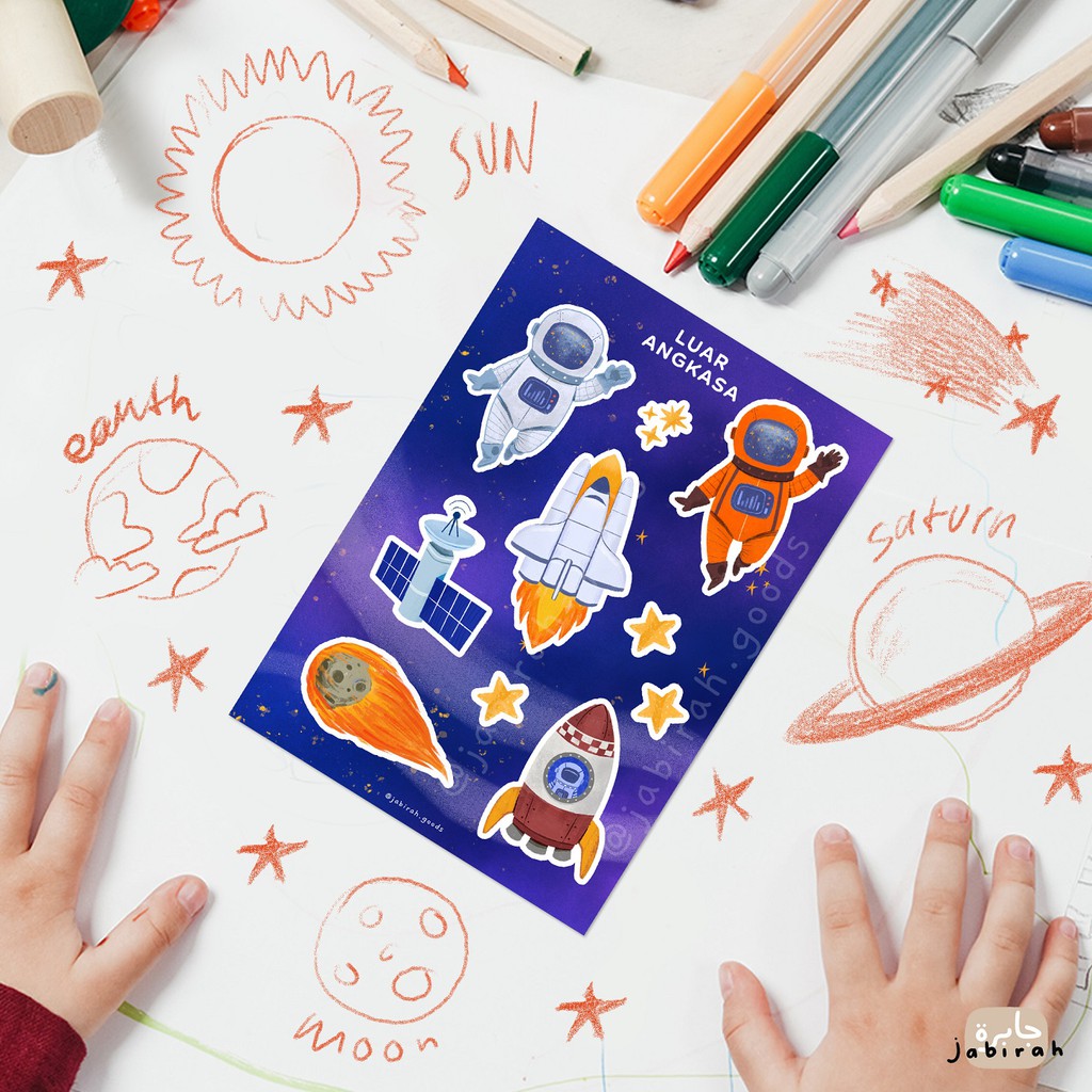 Jual Stiker Edukasi Anak Luar Angkasa | sticker edukasi anak roket ...