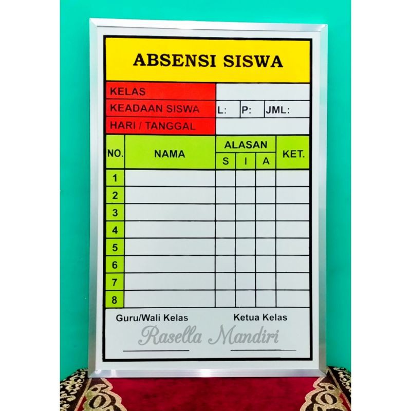 Jual ABSENSI SISWA 40x60 - PAPAN DATA SEKOLAH TK RA PAUD SD MI SMP MTS ...