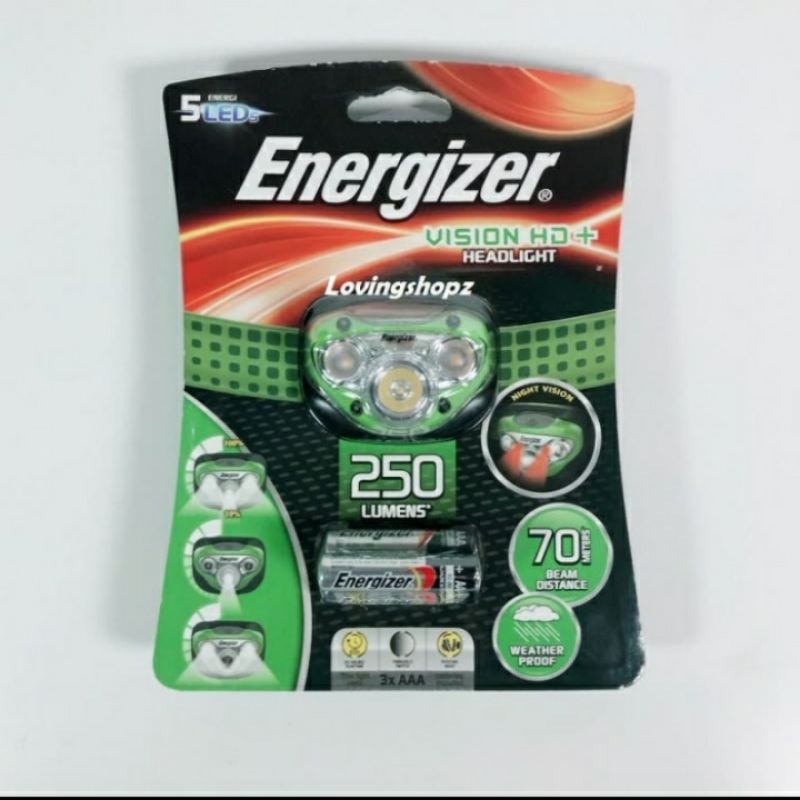 Jual ENERGIZER HEADLAMP HEADLIGHT 250 LUMENS 3 LED MANTAP MURAH BARU ...