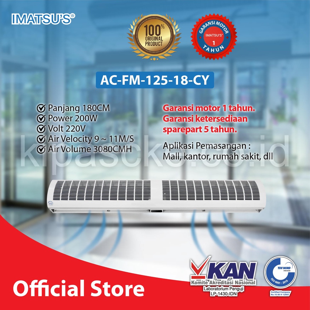 Jual Air Curtain Blower Imatsu AC-FM-125-18-CY Angin Toko Gedung Kantor Hotel Pintu Masuk Nyaman ...