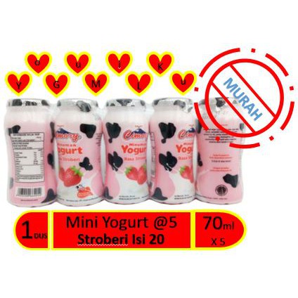 Jual Minuman Cimory Yogurt mini banded 5 @70ml 1 dus isi 20 rasa Stroberi | Shopee Indonesia