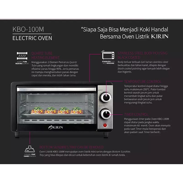 Jual KIRIN OVEN LISTRIK KBO 100 M - KBO100M KBO-100M GARANSI RESMI | Shopee Indonesia